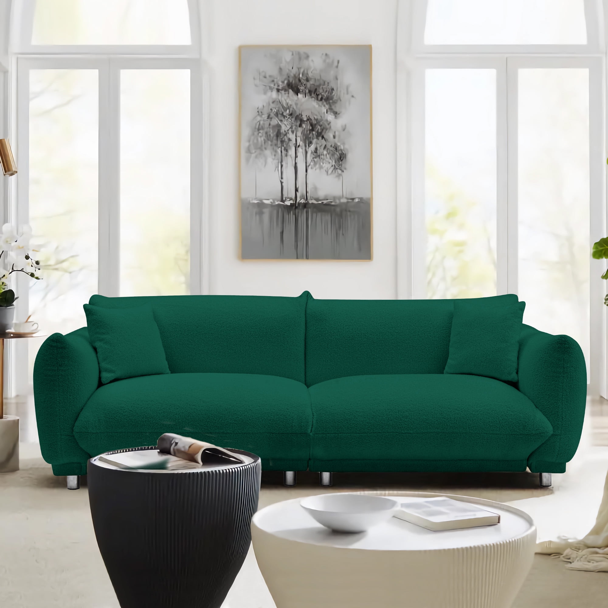 SZLIZCCC 85'' Deep Seat Couch for Living Room, Artificial Lamb Hair ...