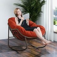 SWITTE Outdoor Rocking Chair, Indoor Lounge Rocking Chair with Cushion ...