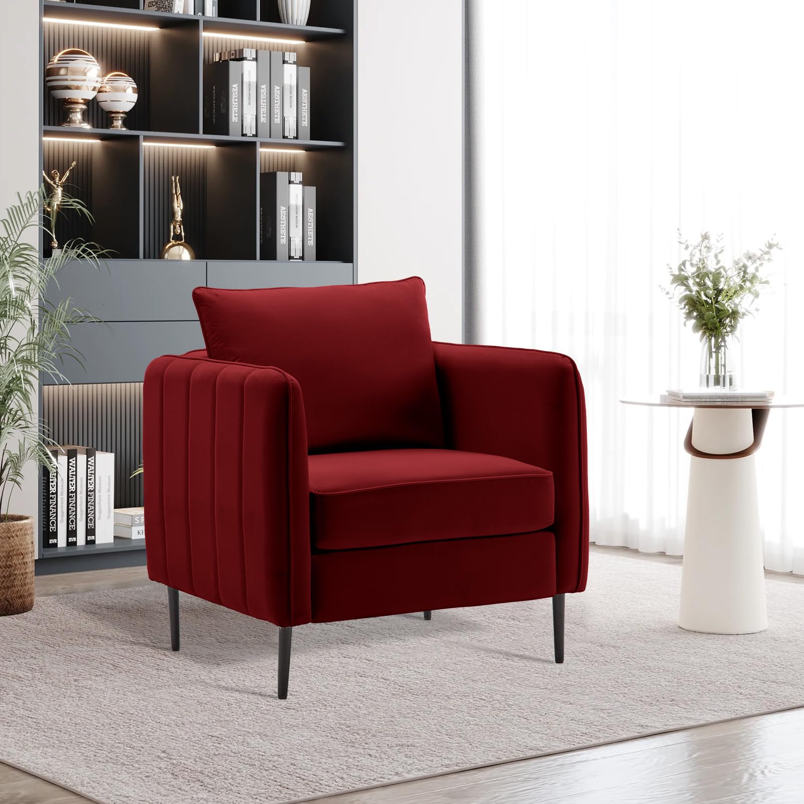 Andeworld Upholstered Velvet Accent Chair Modern Wide Arm Chair for ...