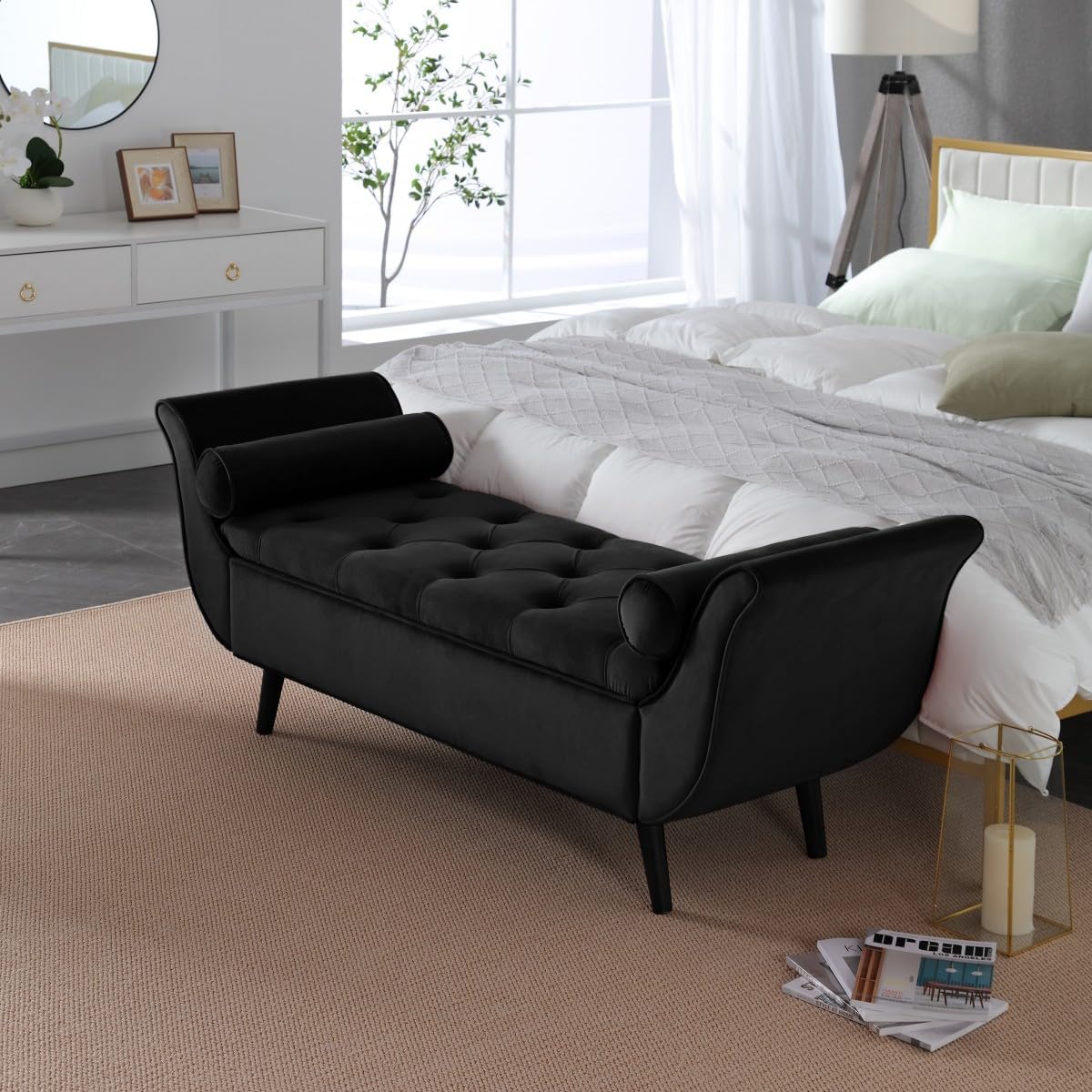 Linon Aria 52" Storage Bench, Natural Wash, Ample Interior Storage ...