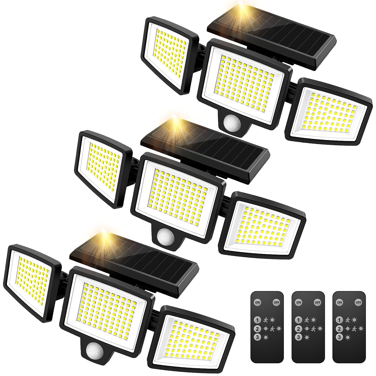 SZRSTH Solar Outdoor Lights 210 LED Flood Lights 2500LM Waterproof ...
