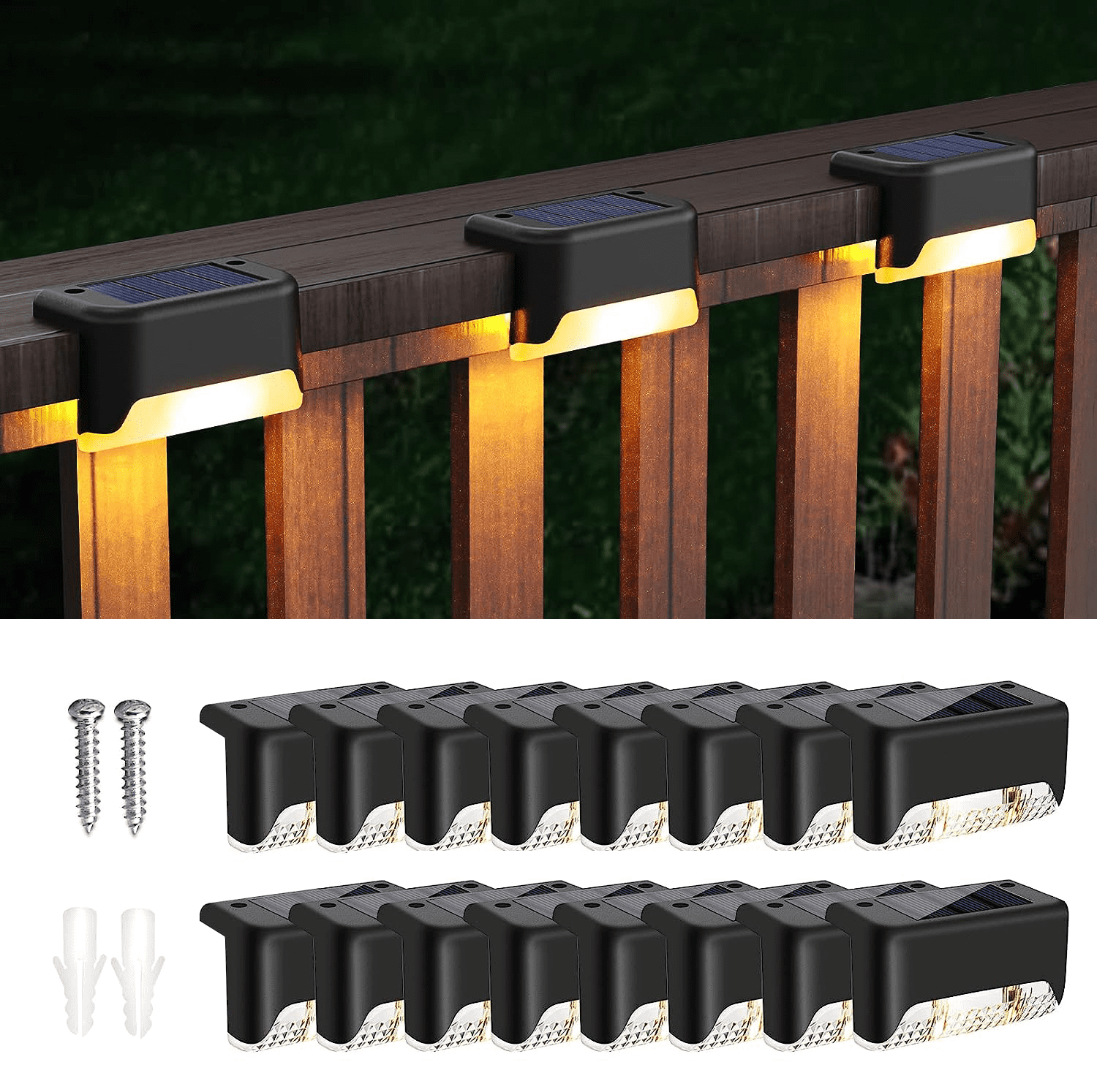 SZRSTH 16PCS LED Solar Outdoor Lights Waterproof - Stair, Patio, Yard ...