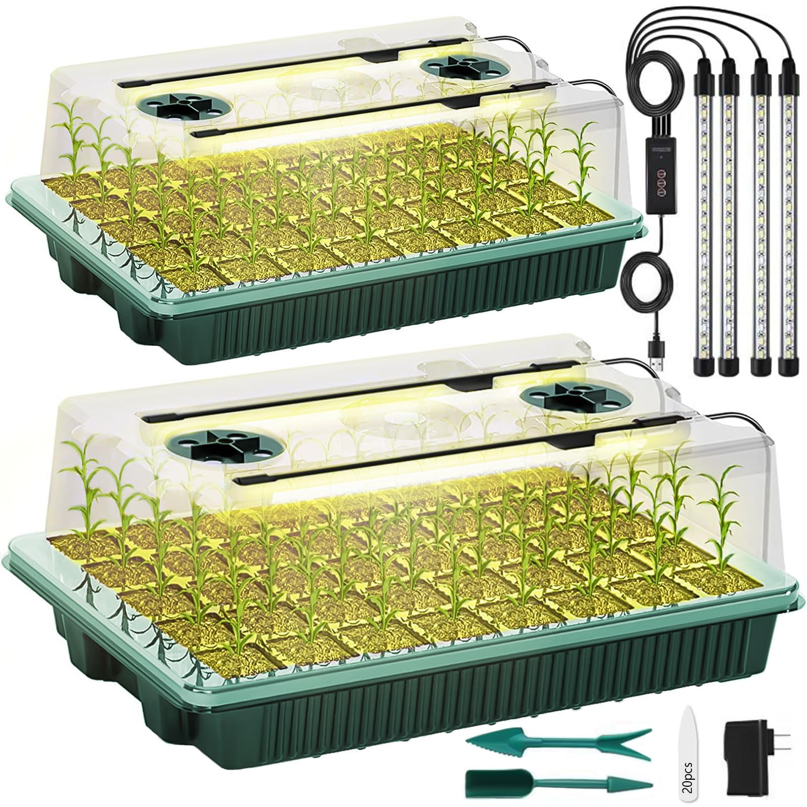SZSJA Seed Starter Tray with Grow AIS1 Light, 2 80 Cells Seed Starter ...