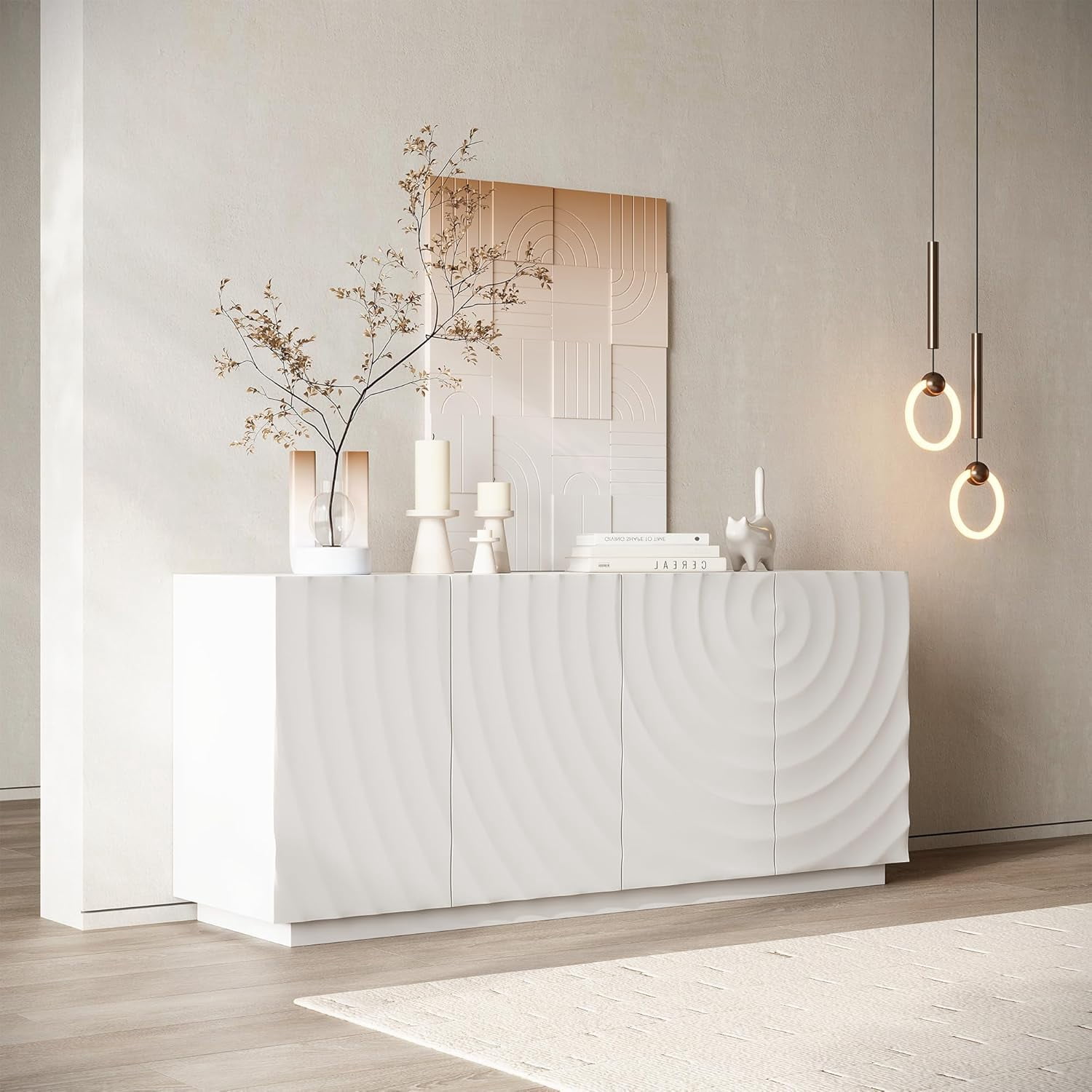 SZTHHDF 4 Door Modern Sideboard Buffet Cabinet, Accent Storage ...