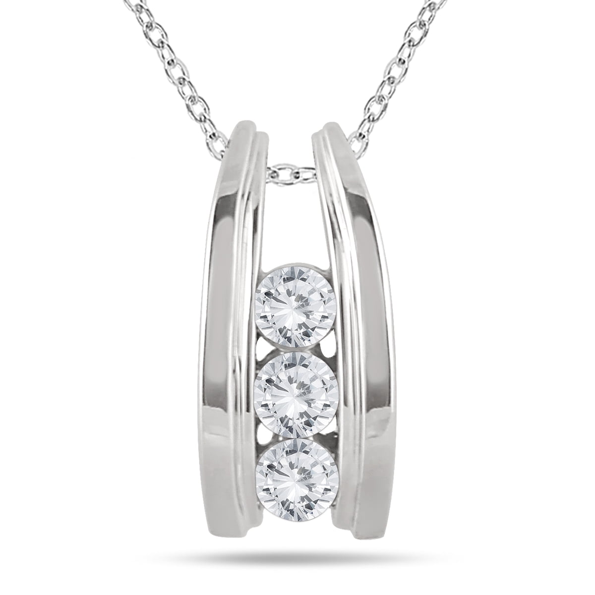 SZUL Women's 1/2 Carat TW Three Stone Diamond Ladder Pendant in 10k ...