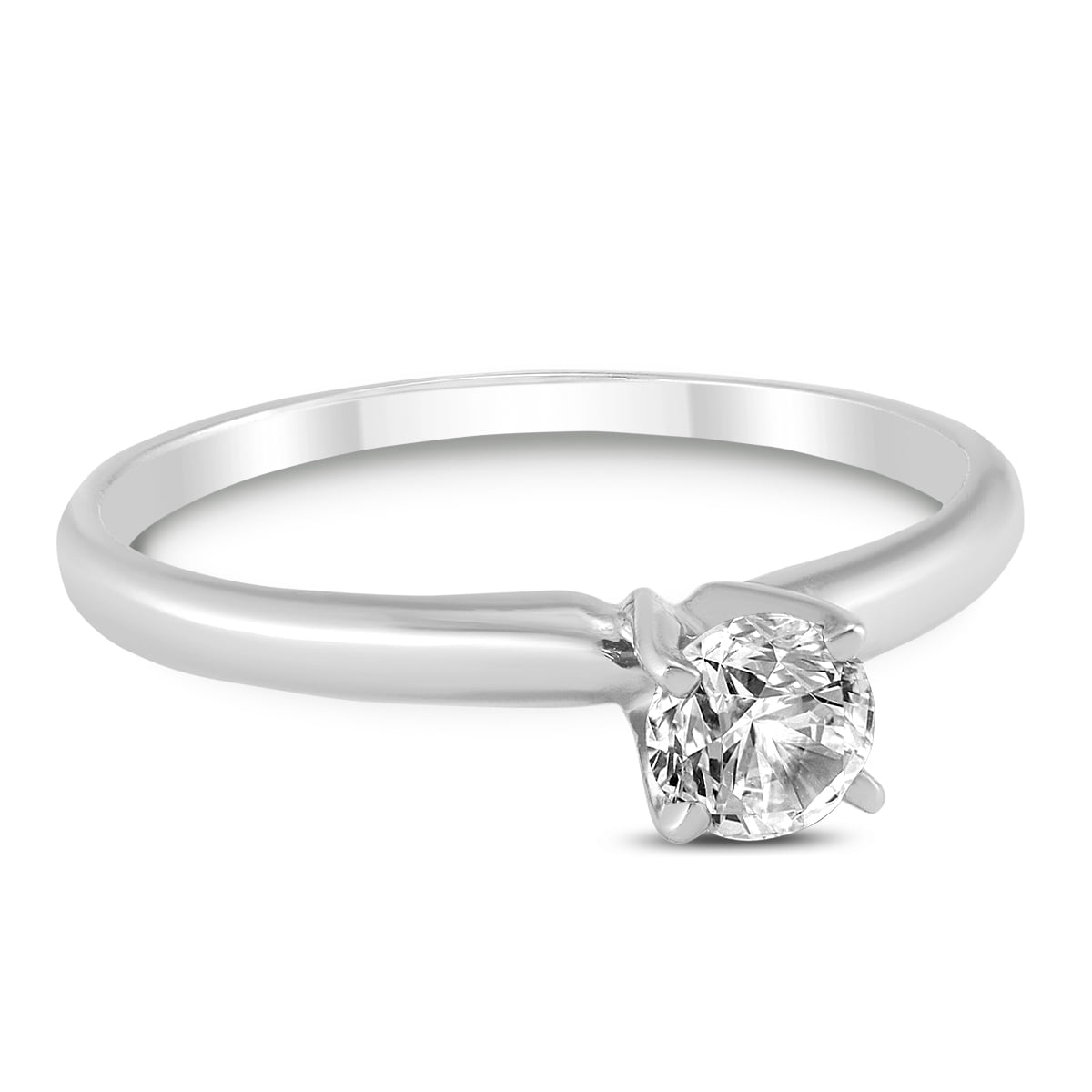 SZUL Women's 1/4 Carat Round Diamond Solitaire Ring in 14K White Gold ...