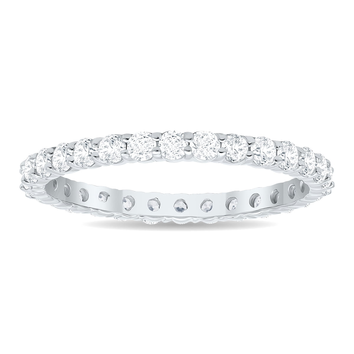 SZUL Women's 1 Carat TW Thin Low Set Diamond Eternity Band in 10K White ...