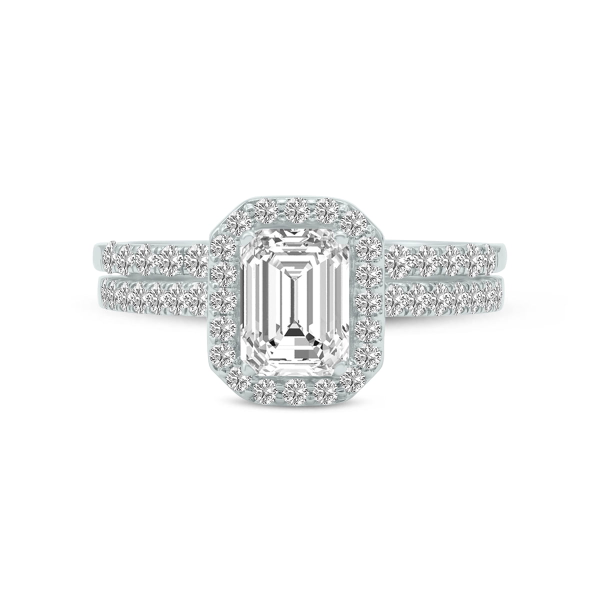 SZUL Women's 2 3/4 Carat TW Center Emerald Cut Lab Grown Diamond Halo ...