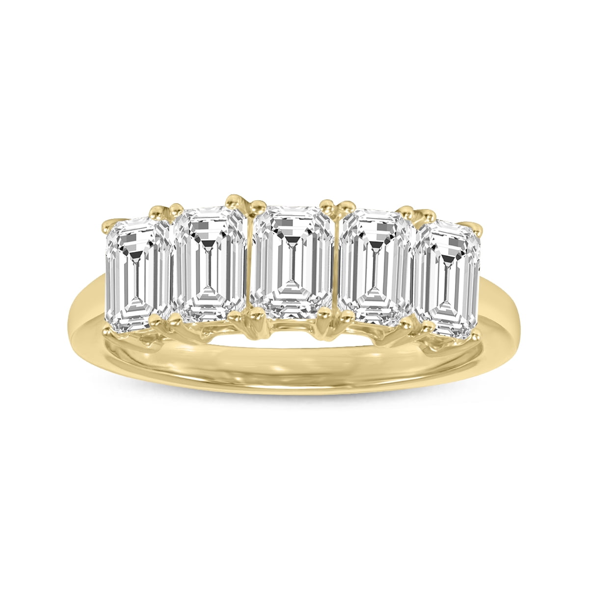 SZUL Women's 2 Carat TW Emerald Cut Five Stone Lab Grown Diamond ...