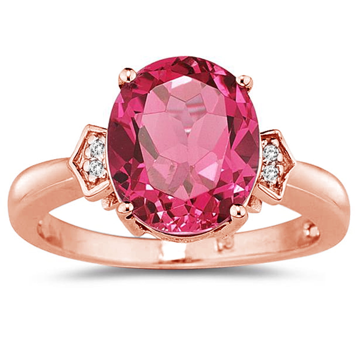 SZUL Women's 4 1/2 Carat Pink Topaz & Diamond Ring in 14K Rose Gold ...