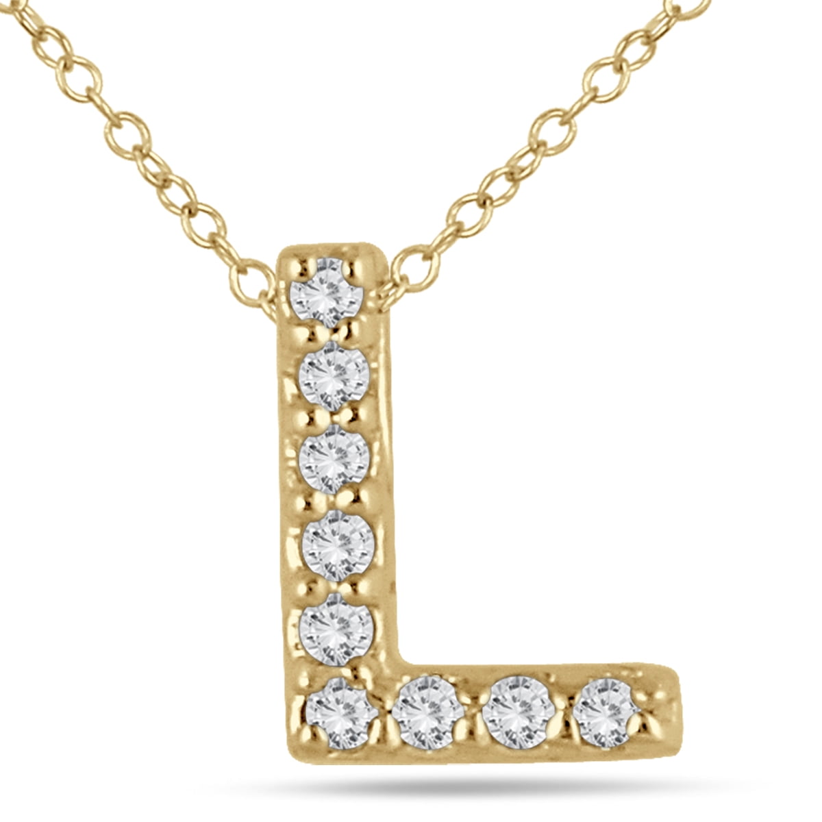 SZUL Women's L Initial Diamond Pendant in 10K Yellow Gold (J-K-L Color ...