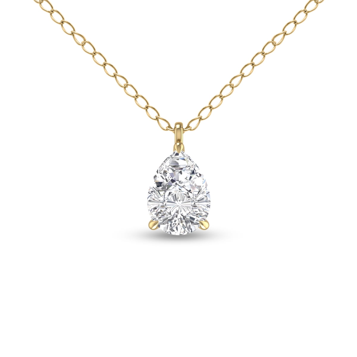 SZUL Women's Lab Grown 1 Carat Pear Solitaire Diamond Pendant in 14K ...