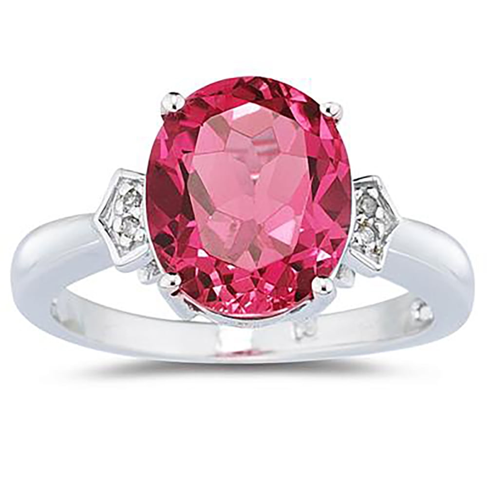 SZUL Women's Pink Topaz and Diamond Ring in 10k White Gold - Walmart ...