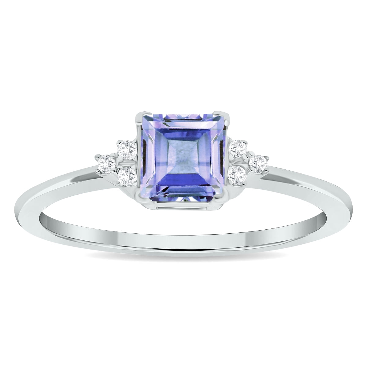 Princess Cut Tanzanite Engagement Rings