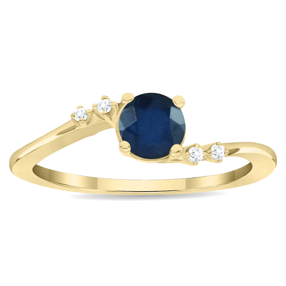 SZUL Women's Round Shaped Sapphire and Diamond Tierra Ring in 10K ...