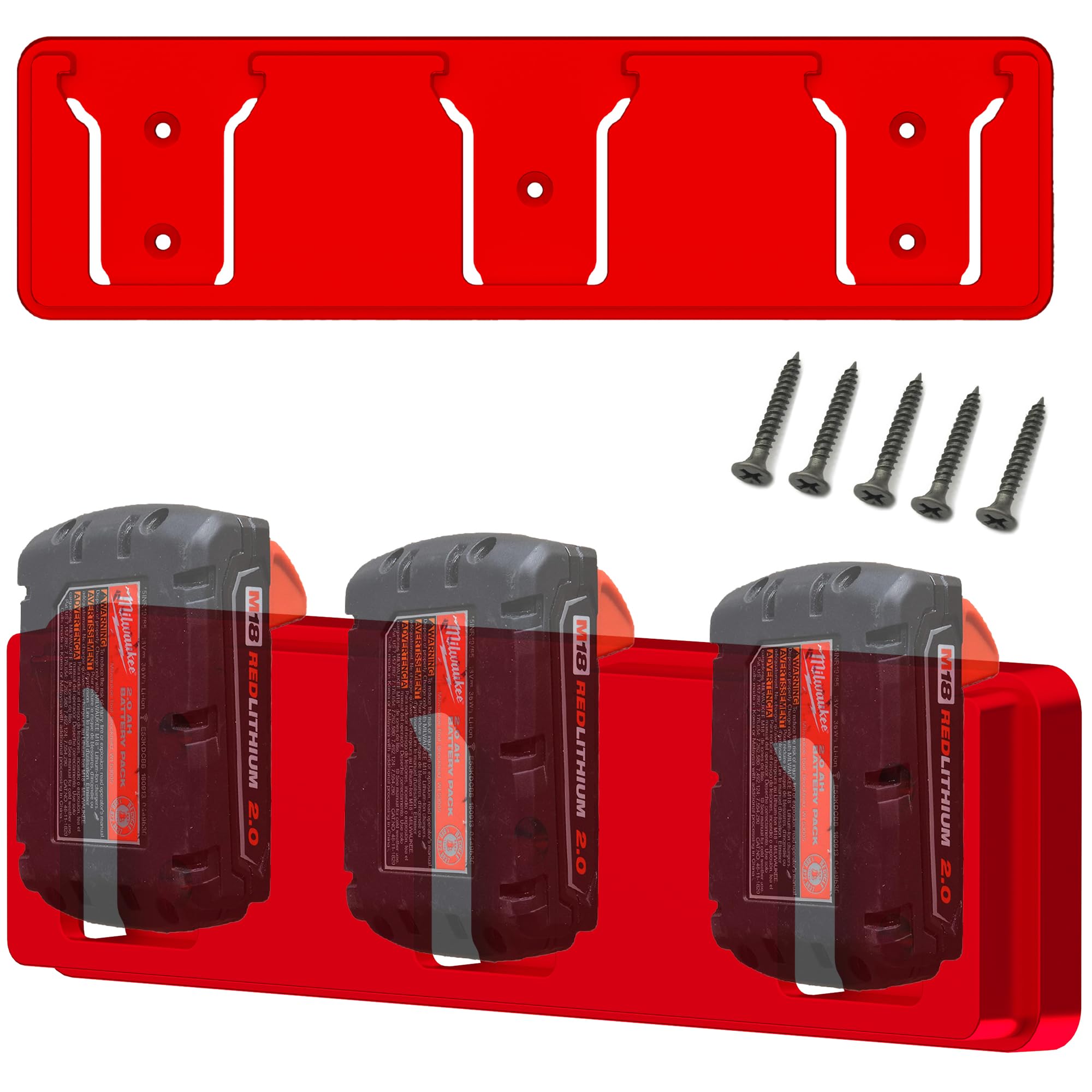 SZWJT-LV Battery Holder for Milwaukee M18 18V Battery, Mount 3 Slot Bulk Battery Garage Tool ...