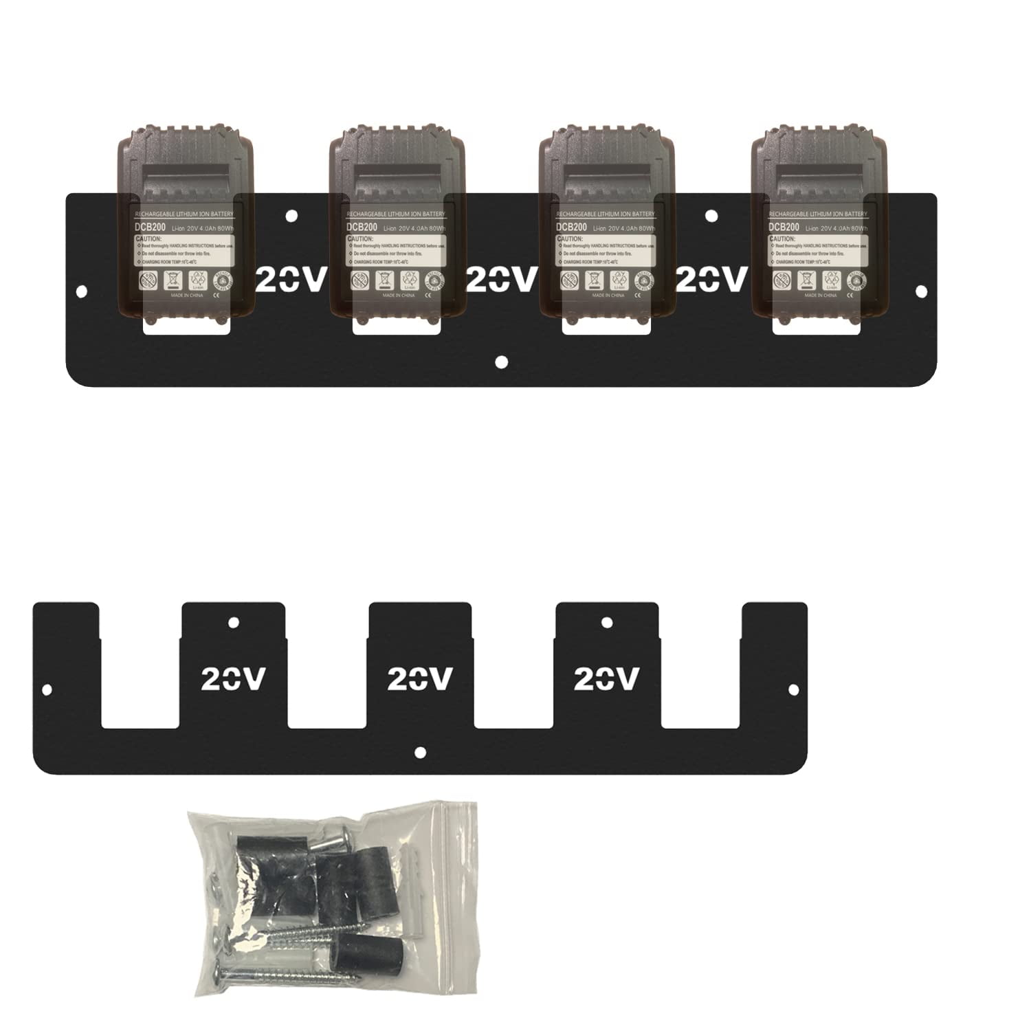 SZWJT-LV Battery Rack Compatible DeWalt 20V Battery Holder, Mount 4 ...