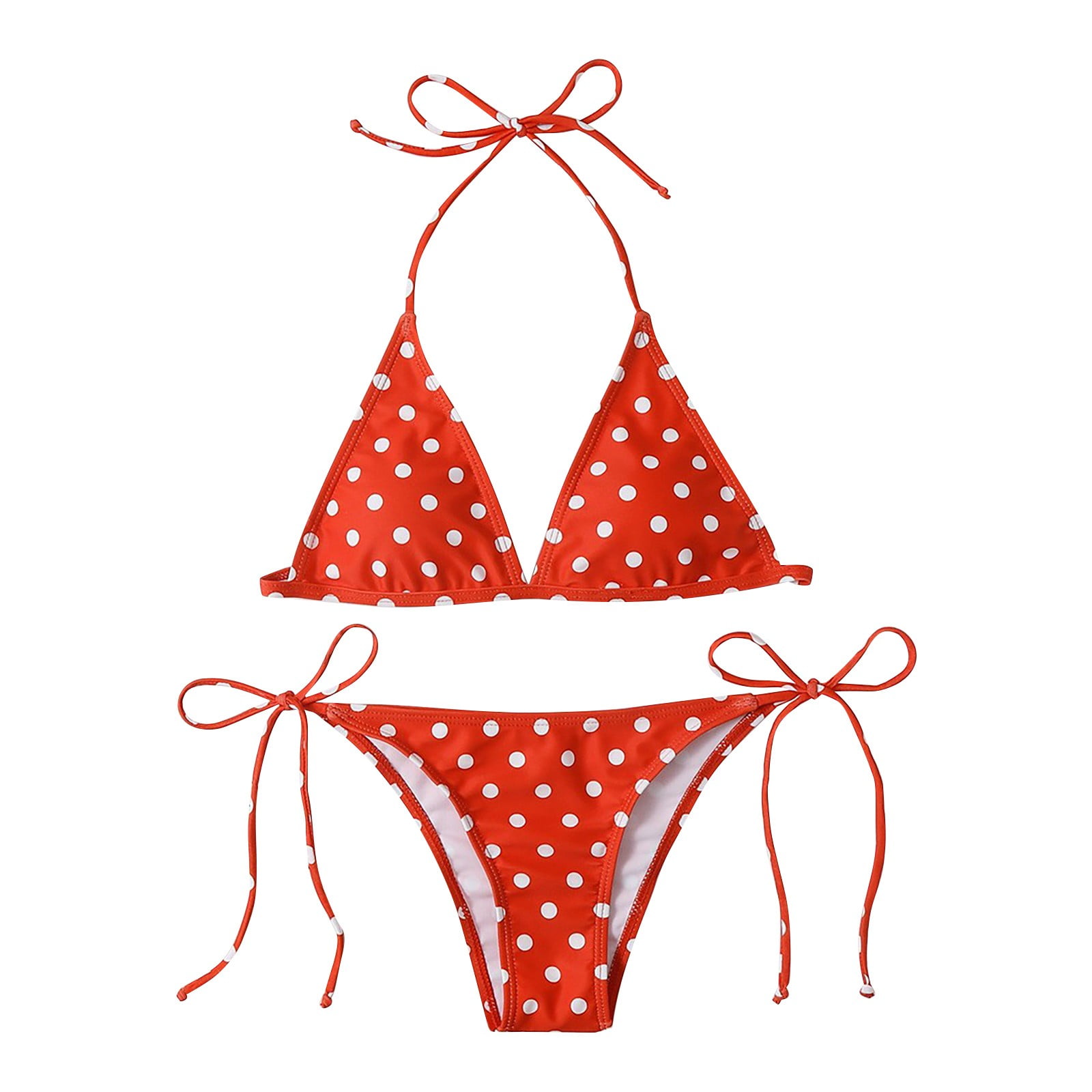 Szxzygs Bikini Set Womens Sexy Polka Dot Print Bikini Lanyard Halter