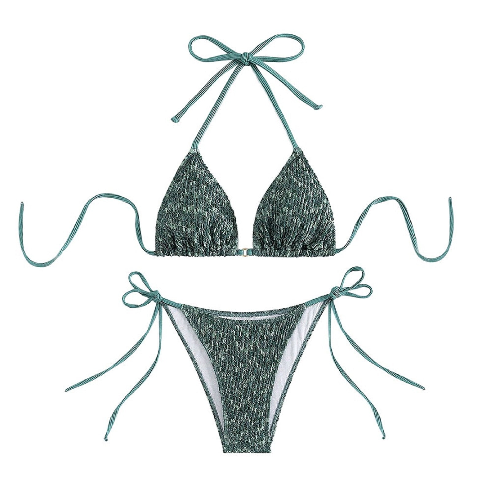 Szxzygs High Cut Swimsuit Womens Sexy Three Point Halter Strap Backless Split Bikini Swimsuit