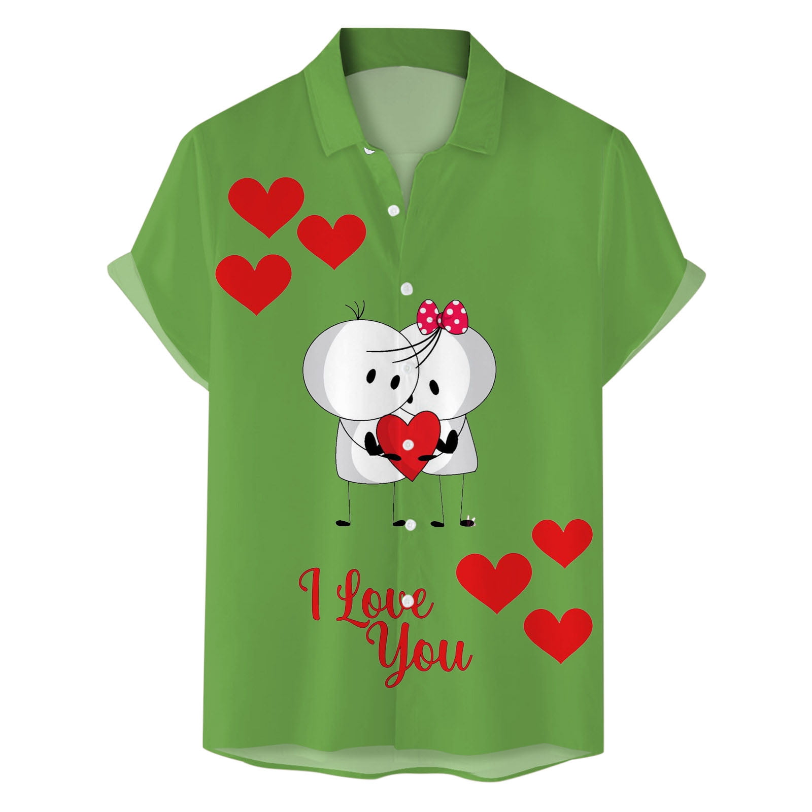 Szxzygs Mens Dress Shirts Long Sleeve Fitted Mens Valentines Day Love