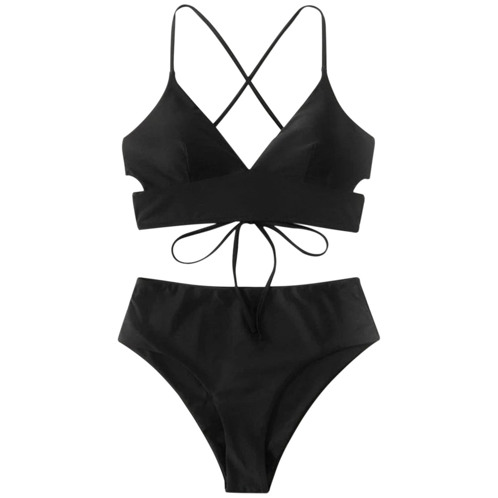 Szxzygs Plus Size Bikini Womens Separate Swimsuit High Waist Separate Bikini Lace Up Style