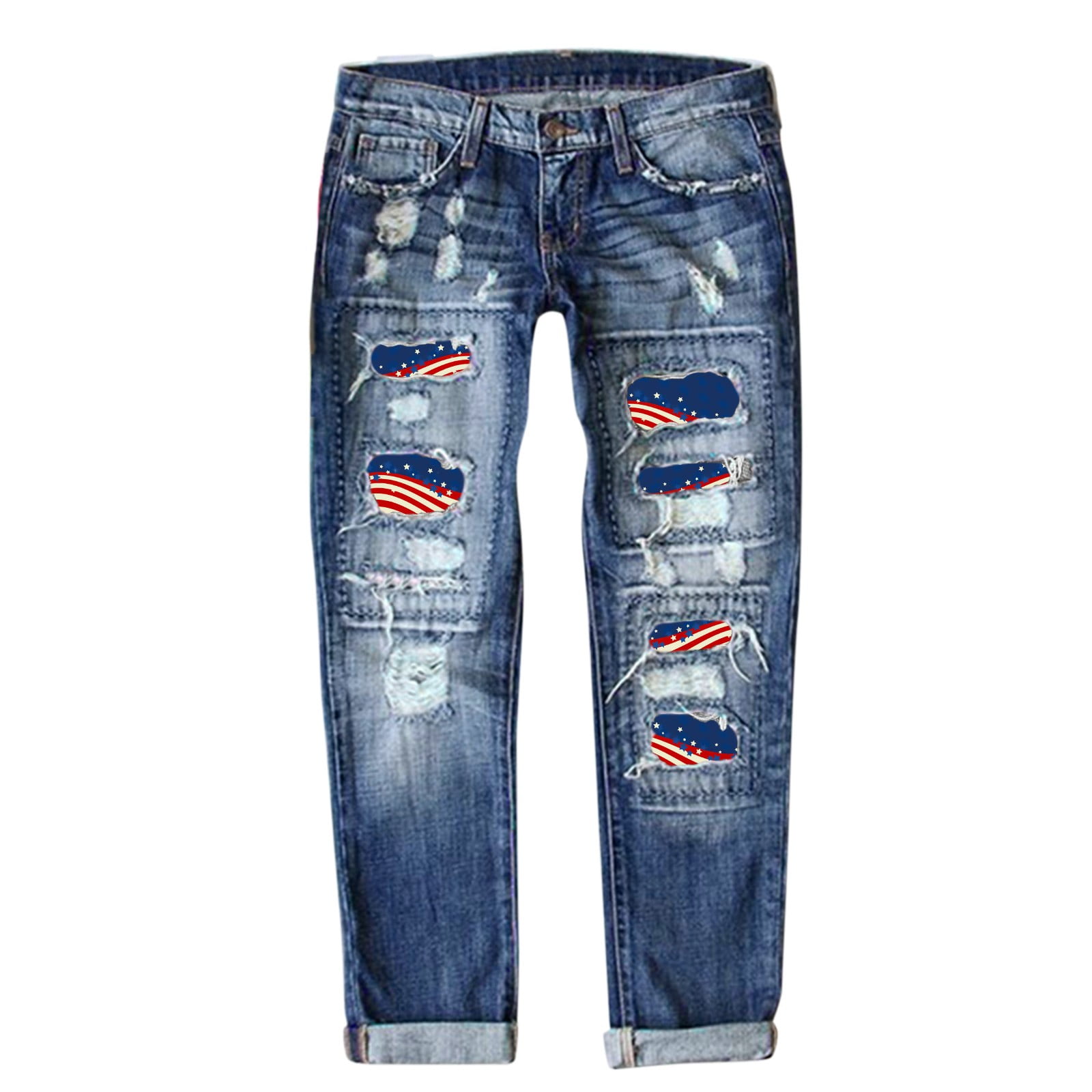 Szxzygs Plus Size Jeans For Women High Waisted Ripped Womens Jeans