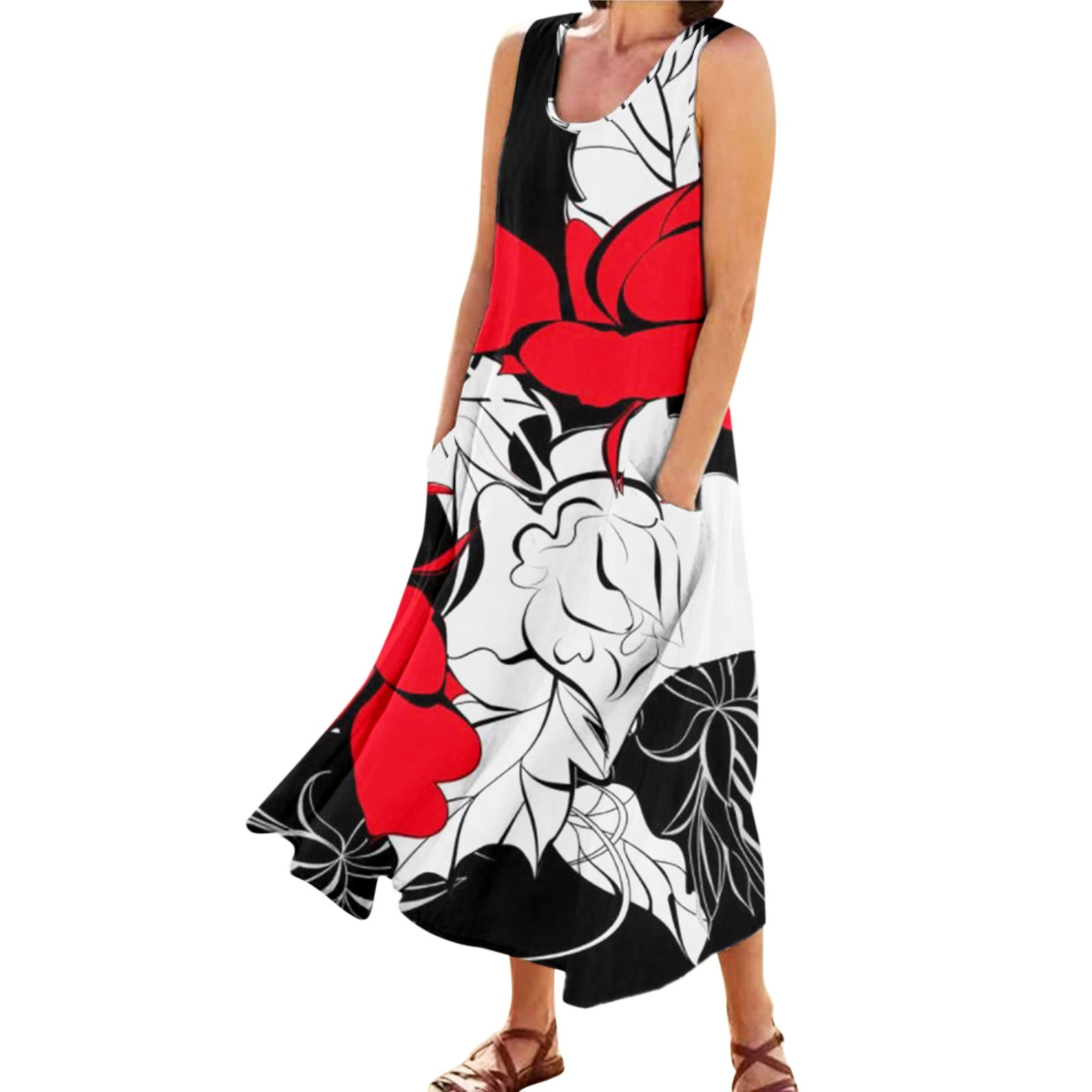 Szxzygs Plus Size Spring Dresses For Women 2024 Womens Printed Round
