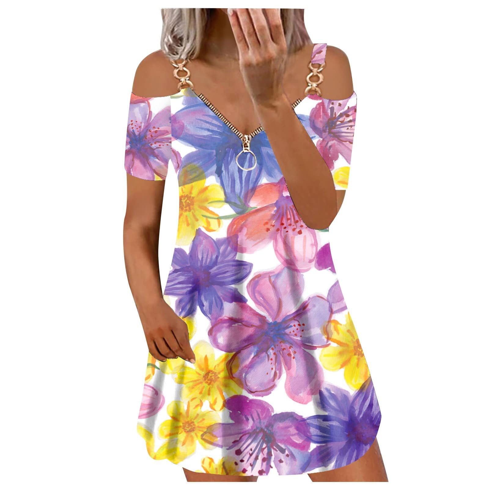 Szxzygs Plus Size Spring Dresses For Women Printed Cotton Imitation Off