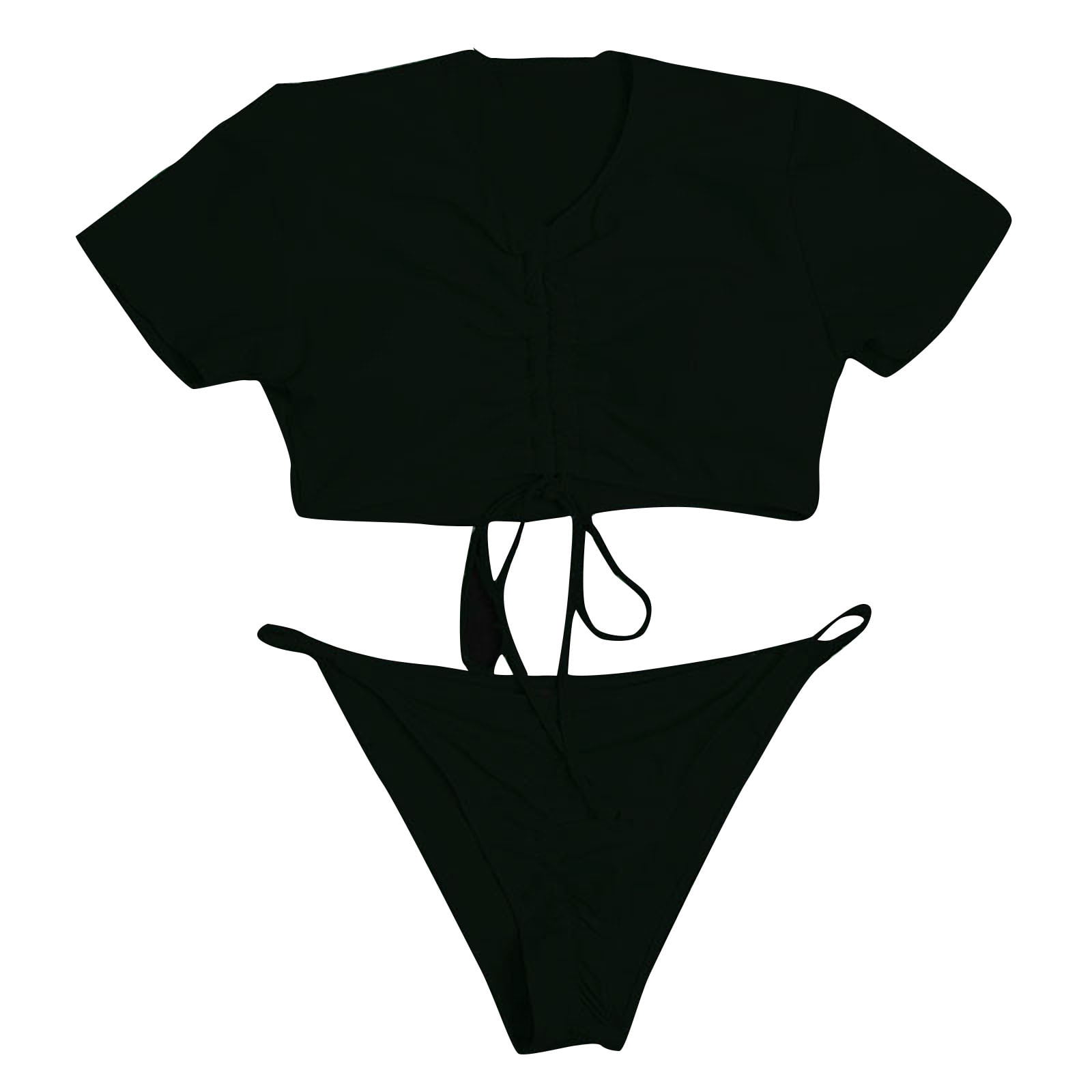 Szxzygs Plus Size Swimsuit For Women Women Sexy Solid Push Up High Cut