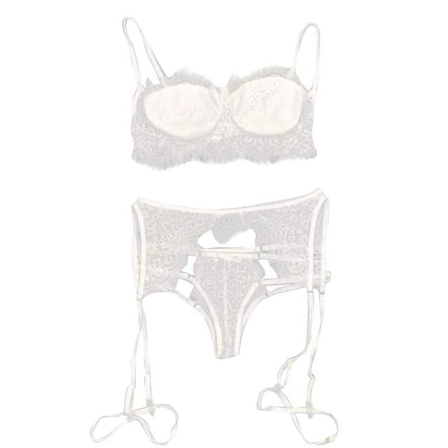 Szxzygs Sexy Lingerie For Women 3 Pc Women Lace Lingerie Straps Bra And Panty Garter Set