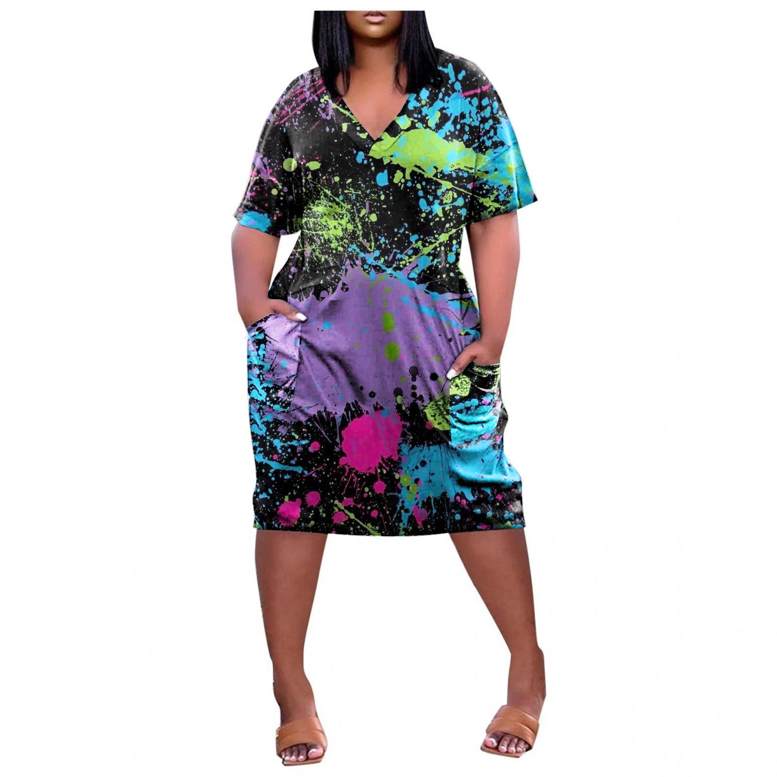 Szxzygs Spring Dresses For Women 2024 Midi Length Women Casual Plus