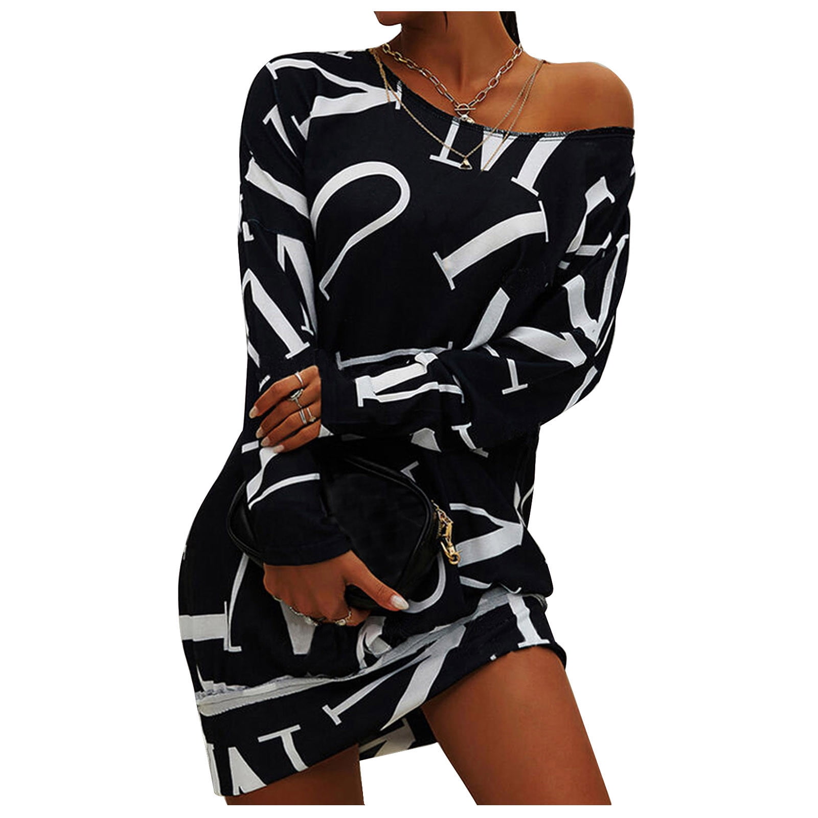 Szxzygs Spring Dresses For Women 2024 Short Long Sleeve Womens Letters