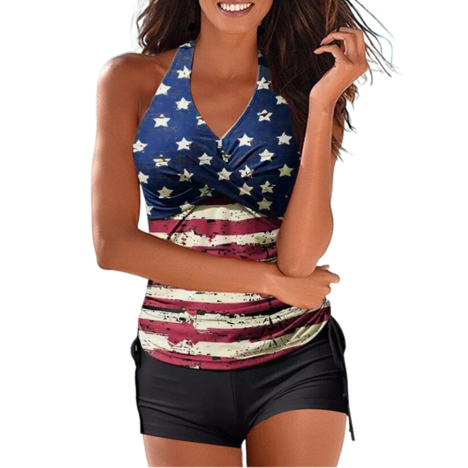 Szxzygs Swimsuits For Girls 14 16 Womens Independence Day Striped V