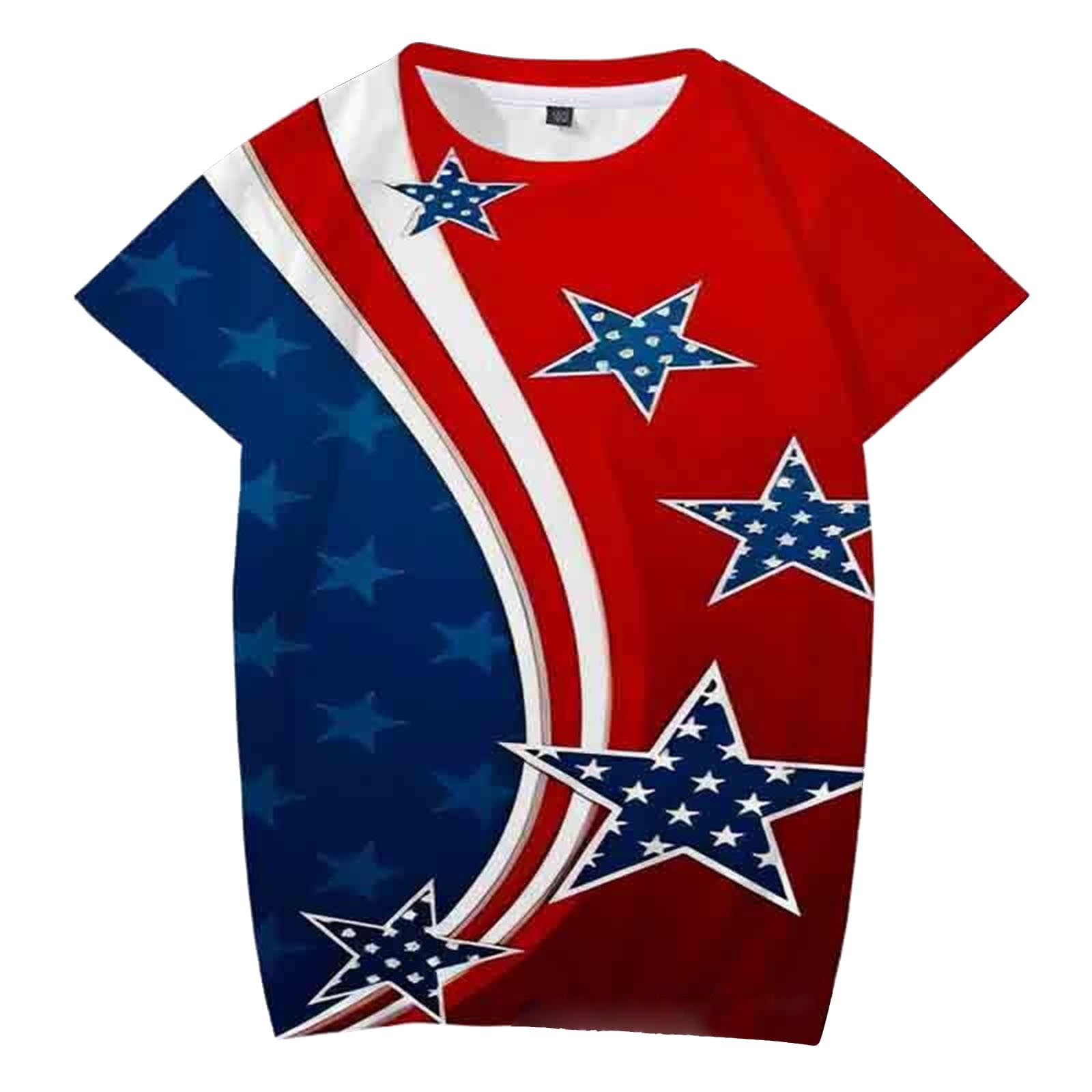 SZXZYGS T Shirts for Men White Men's North American Independence Day 3D ...