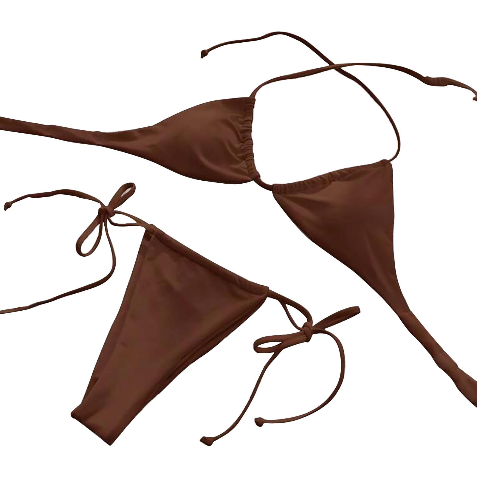 Szxzygs White Bikini Women Two Piece Swimsuit Swimwear Halter String Sexy Bikini Sets Thong Mini
