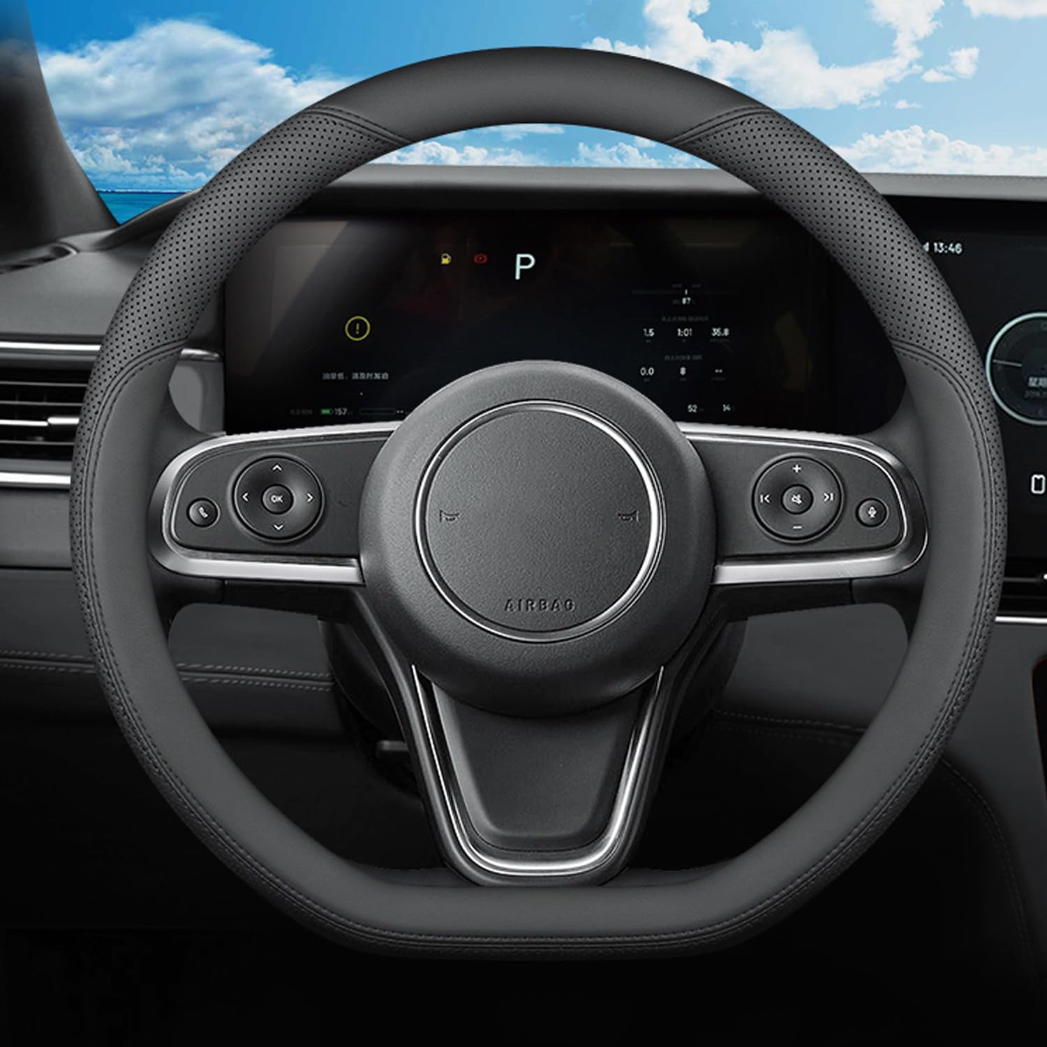 SZYUCHEN D-Shaped Steering Wheel Cover for D Shape Flat Bottom Steering ...