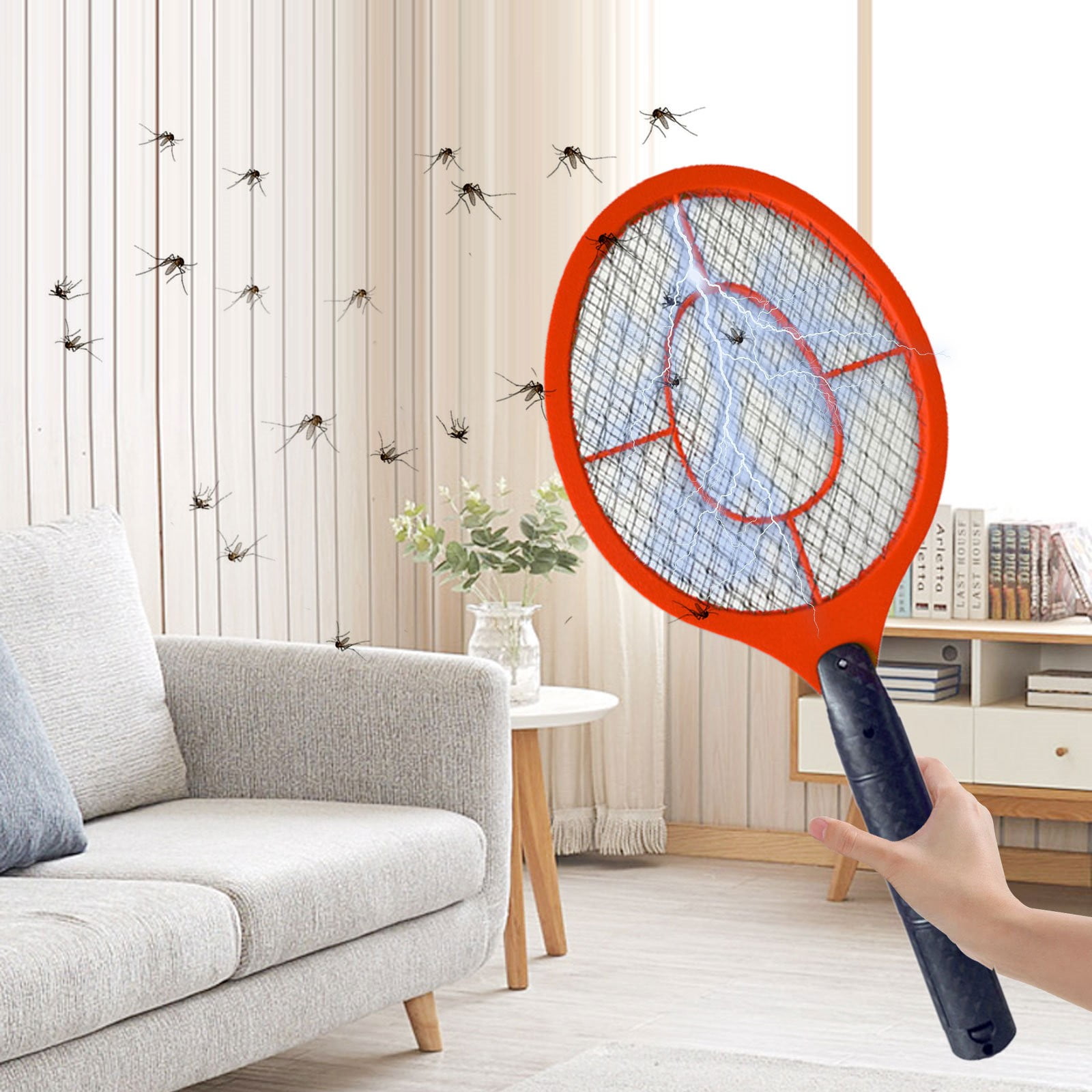 SZYXZSY Electric Fly Swatter, Indoor Outdoor Bug Zapper Racket, Battery ...
