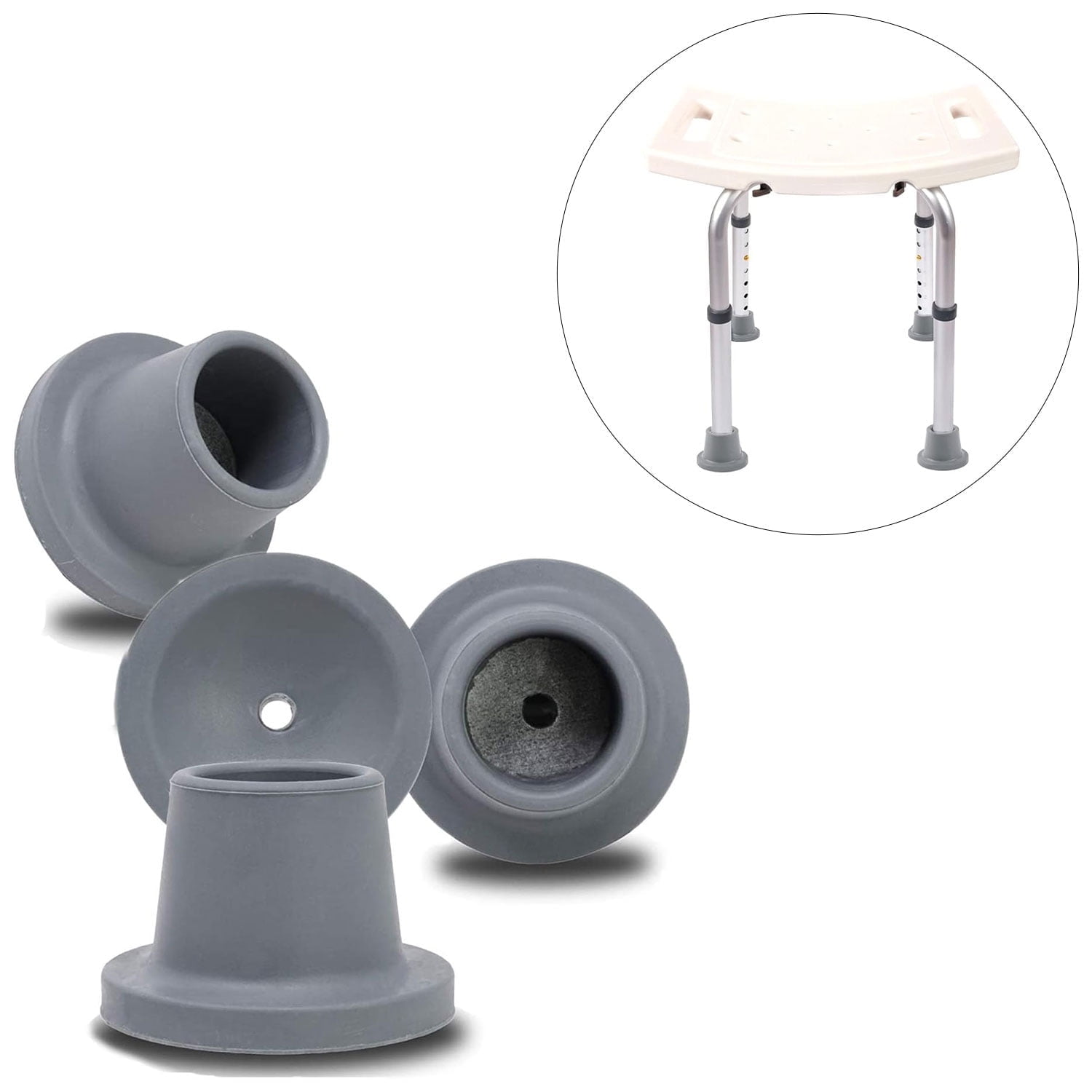 SaKaguro 4-Piece Gray Rubber Furniture Grippers, Suction Cup Feet with ...