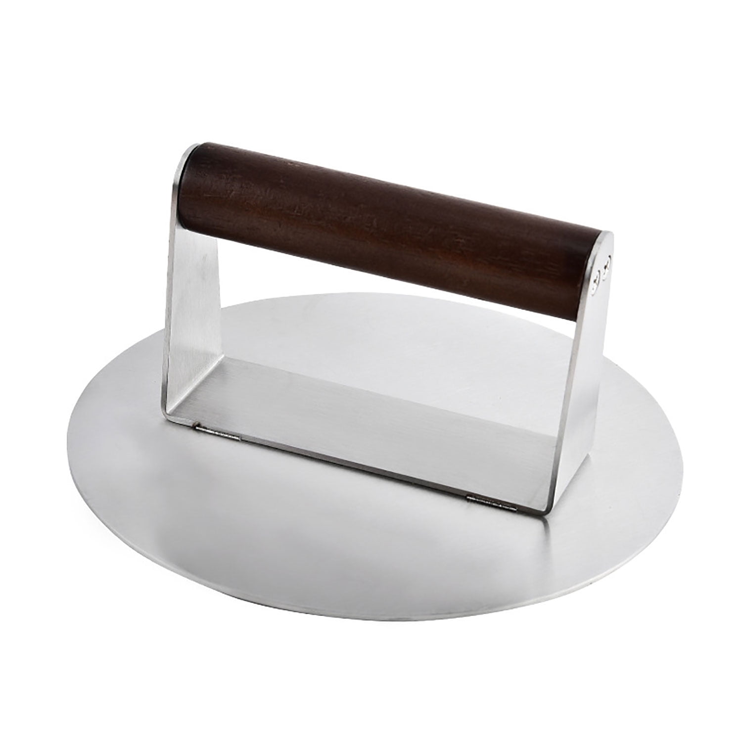 SaKaguro 7-inch Stainless Steel Meat Press, Wooden Handle Grill Press ...