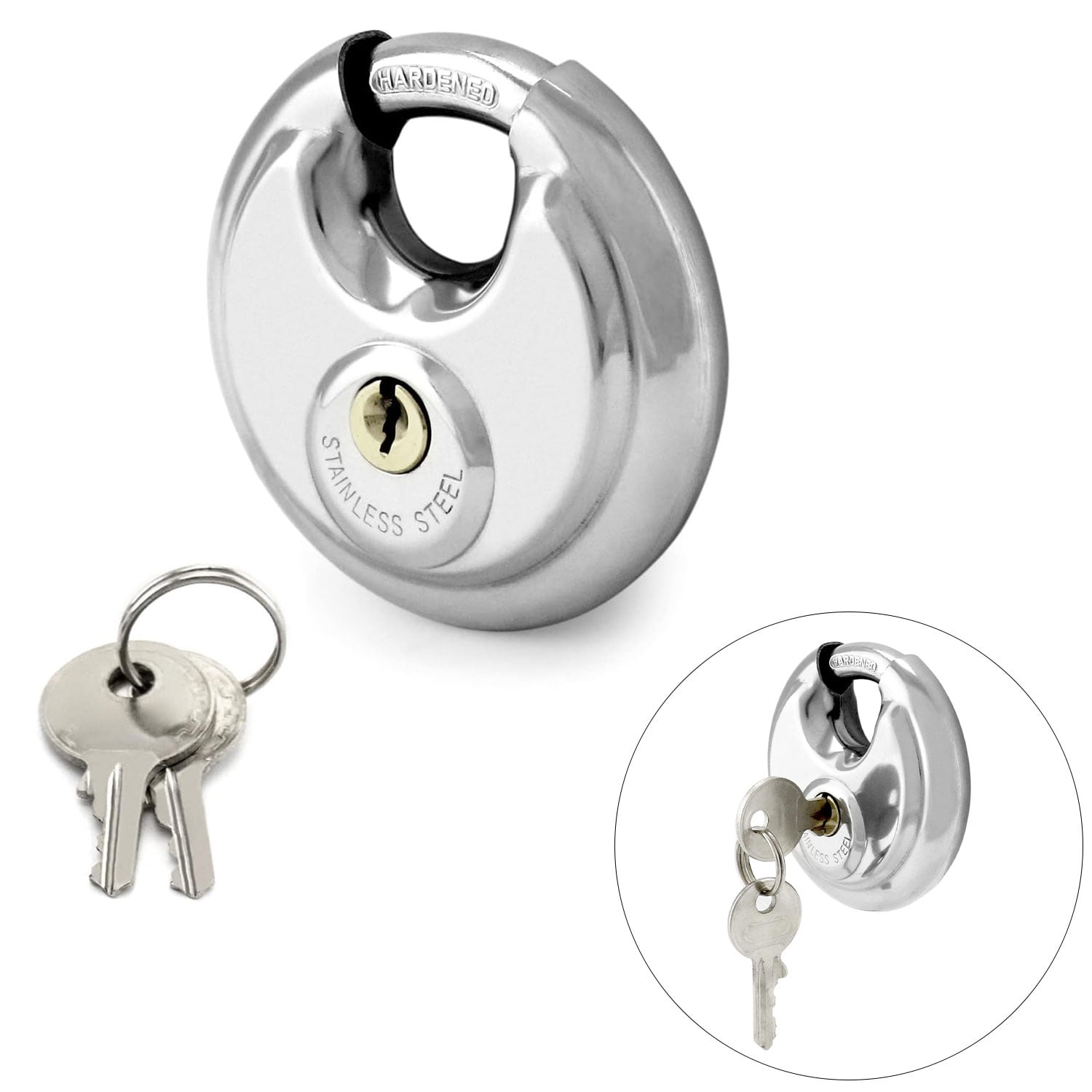 SaKaguro Disc Lock, 1 Piece 201 Stainless Steel Storage Lock, 2 Keys ...