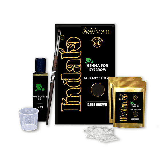 SaVvam Eyebrow Henna Kit, Dark Brown Henna Dye for Eyebrows, Spot ...
