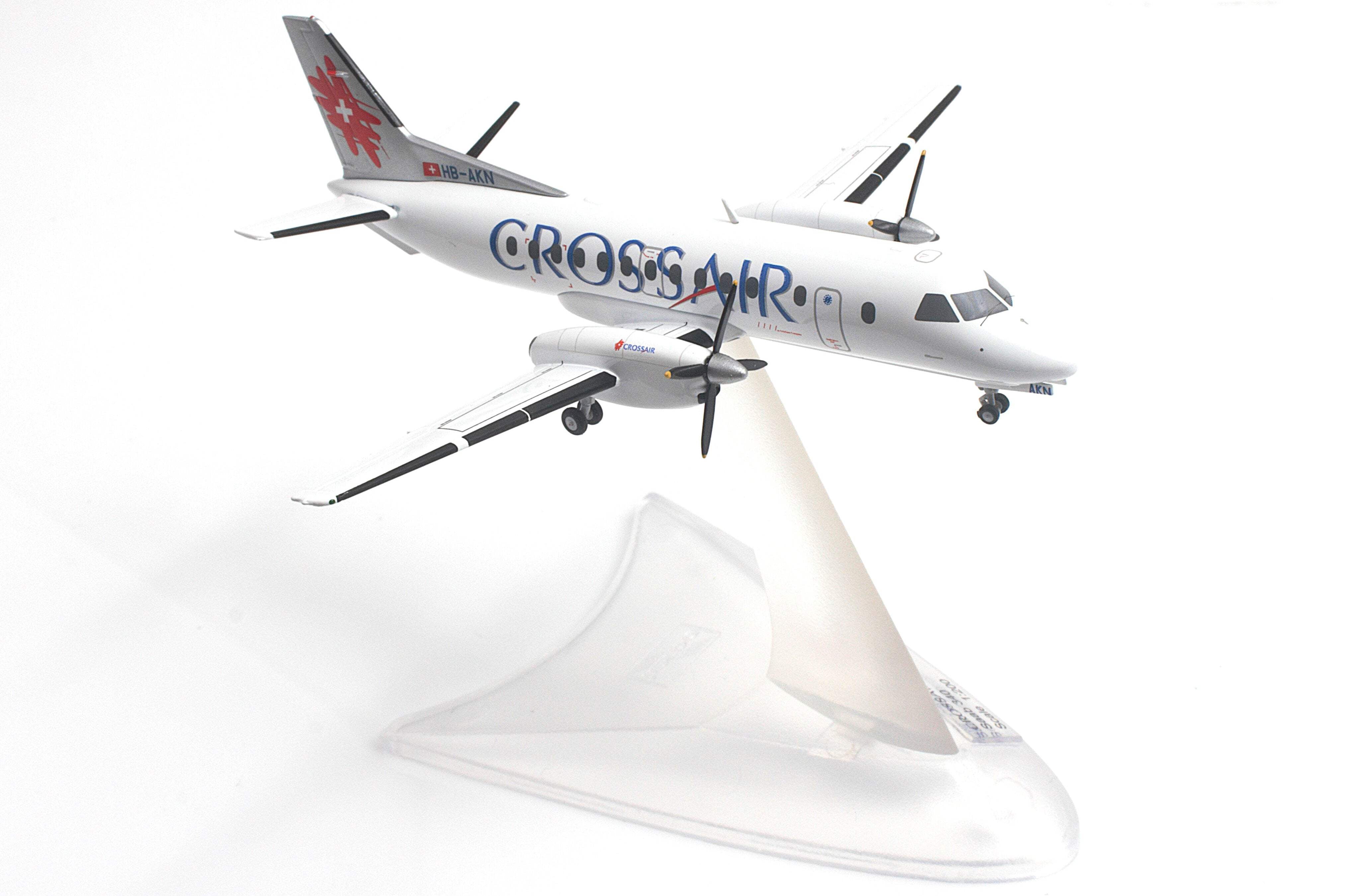 Saab 340 Commercial Aircraft "Crossair" (HB-AKN) White with Tail ...