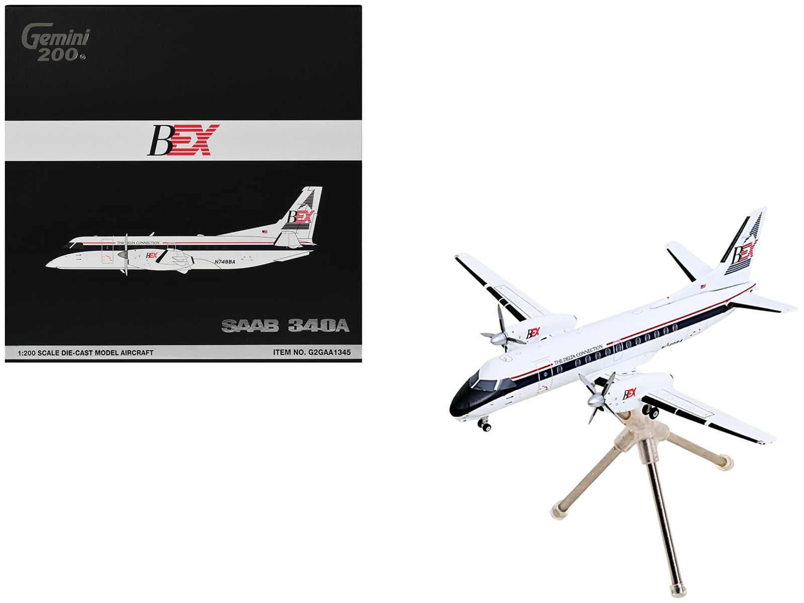 Saab 340A Commercial Aircraft "Delta Connection" White with Dark Blue ...