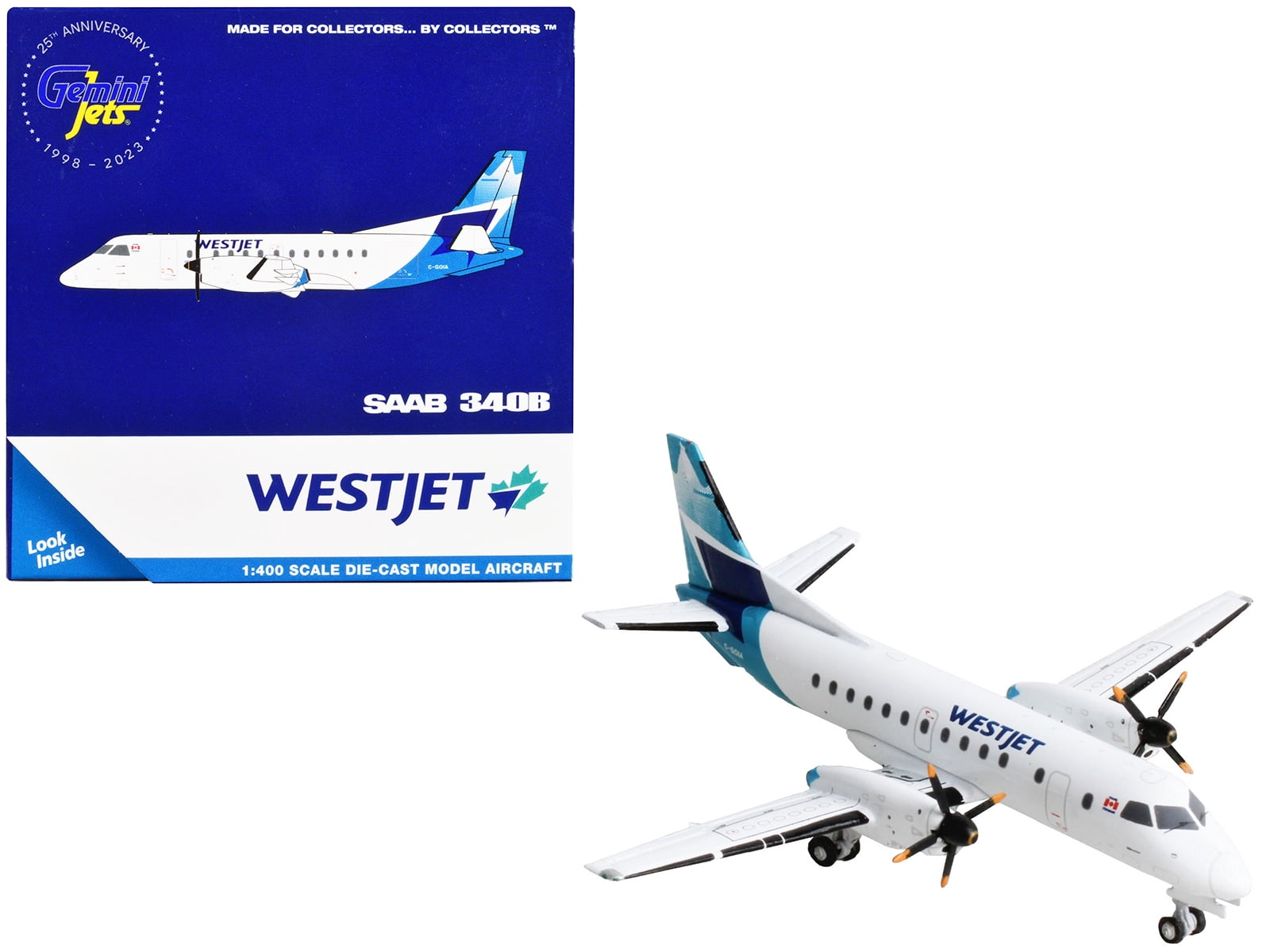 Saab 340B Commercial Aircraft "WestJet Airlines" White with Blue Tail 1 ...