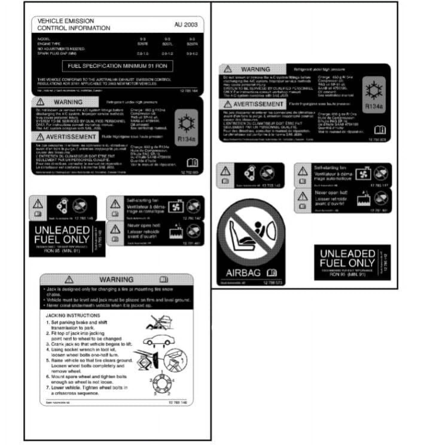 Saab Original 9-3 Tool Label 12760904 - Walmart.com