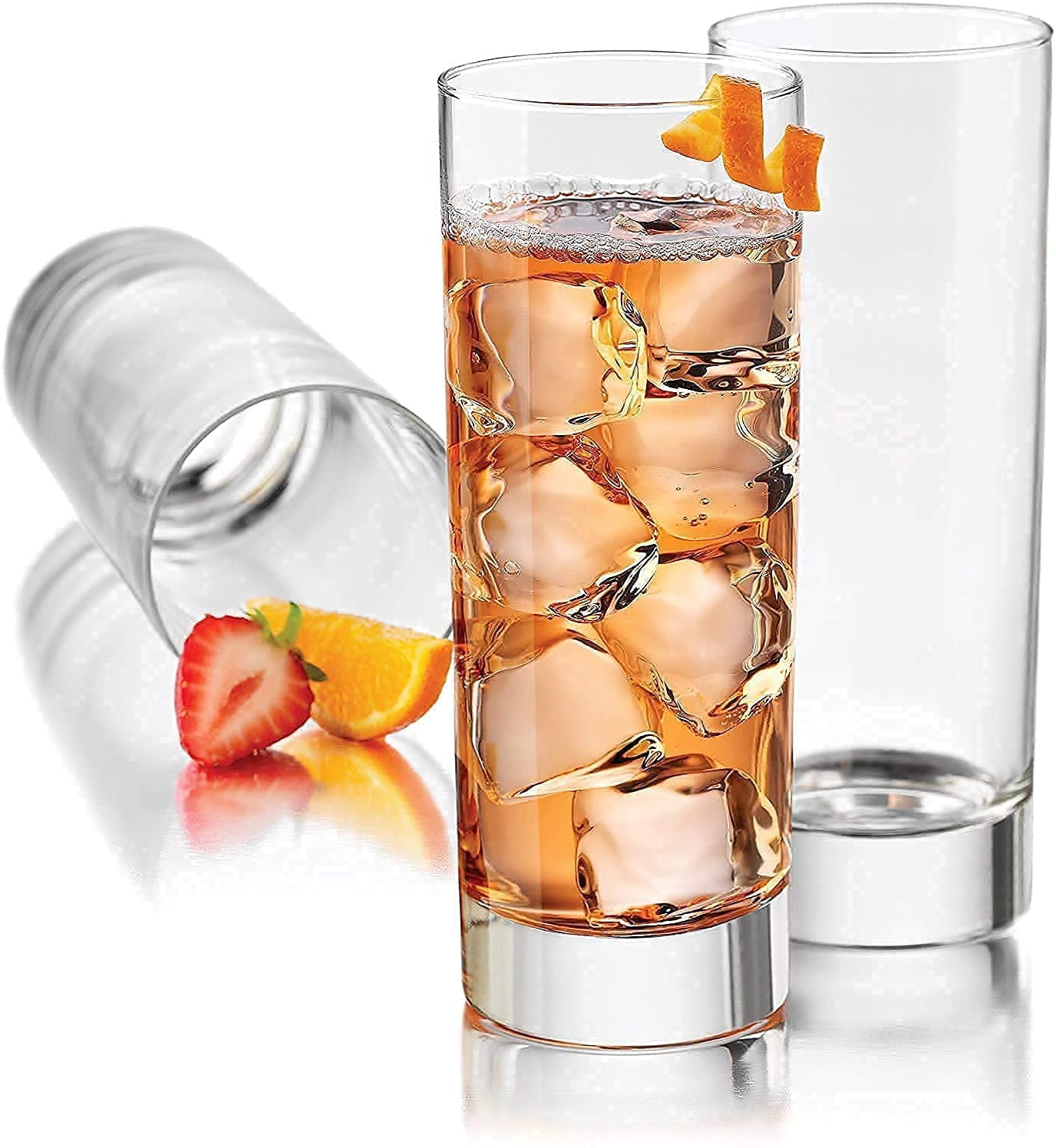 Saaikee Drinking Glasses Set of 12 Heavy Base Glassware for Juice Water ...