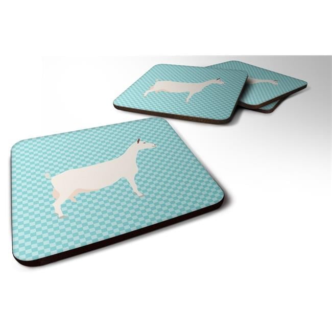 Saanen Goat Blue Check Foam Coaster - Blue - 3.5 inches by 3.5 inches ...