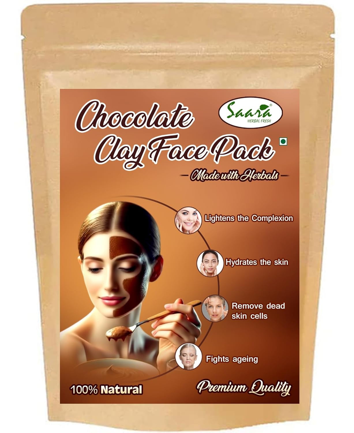 Saara HERBAL FRESH Chocolate Clay Powder 550g for Skin and Hair Care ...