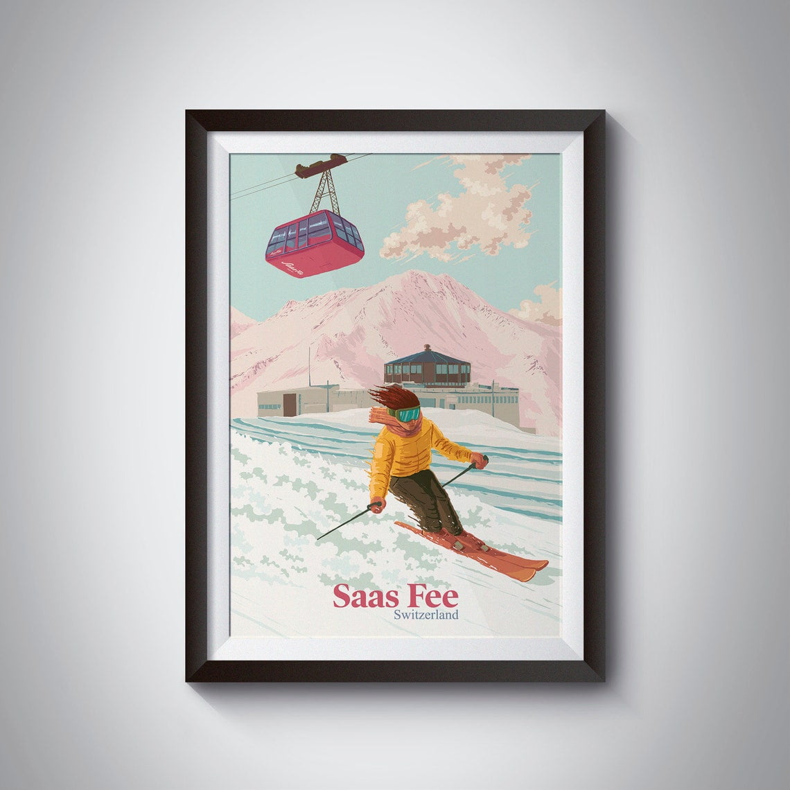Saas Fee Ski Resort Poster, Switzerland Travel Print, Swiss Alps, Saas ...
