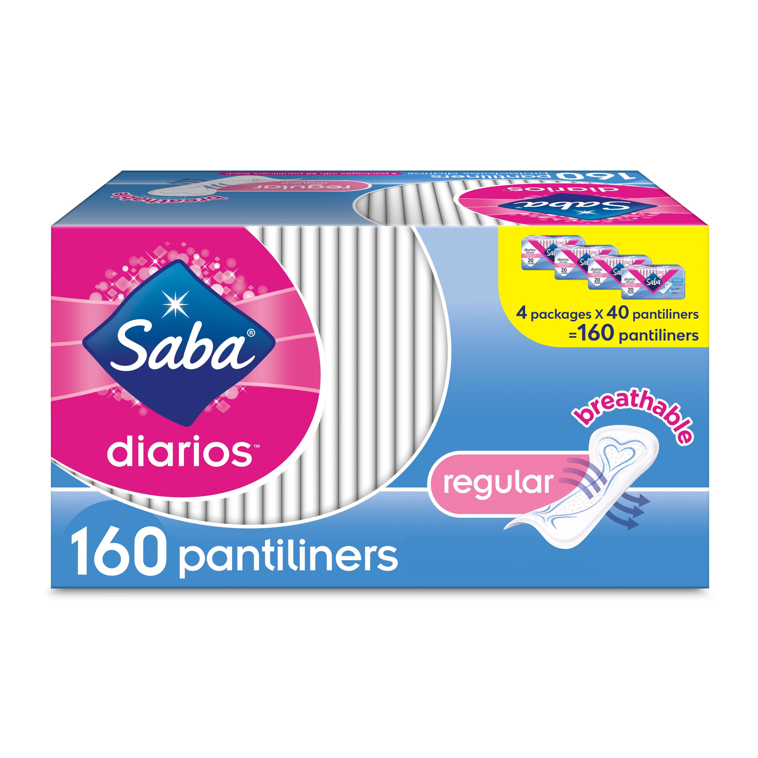Saba Diarios Regular Liners, for Daily use, Breathable pantiliners ...